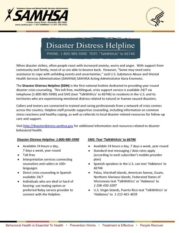 Overview of SAMHSA Disaster Distress Helpline - 9.2015.jpg | The City ...